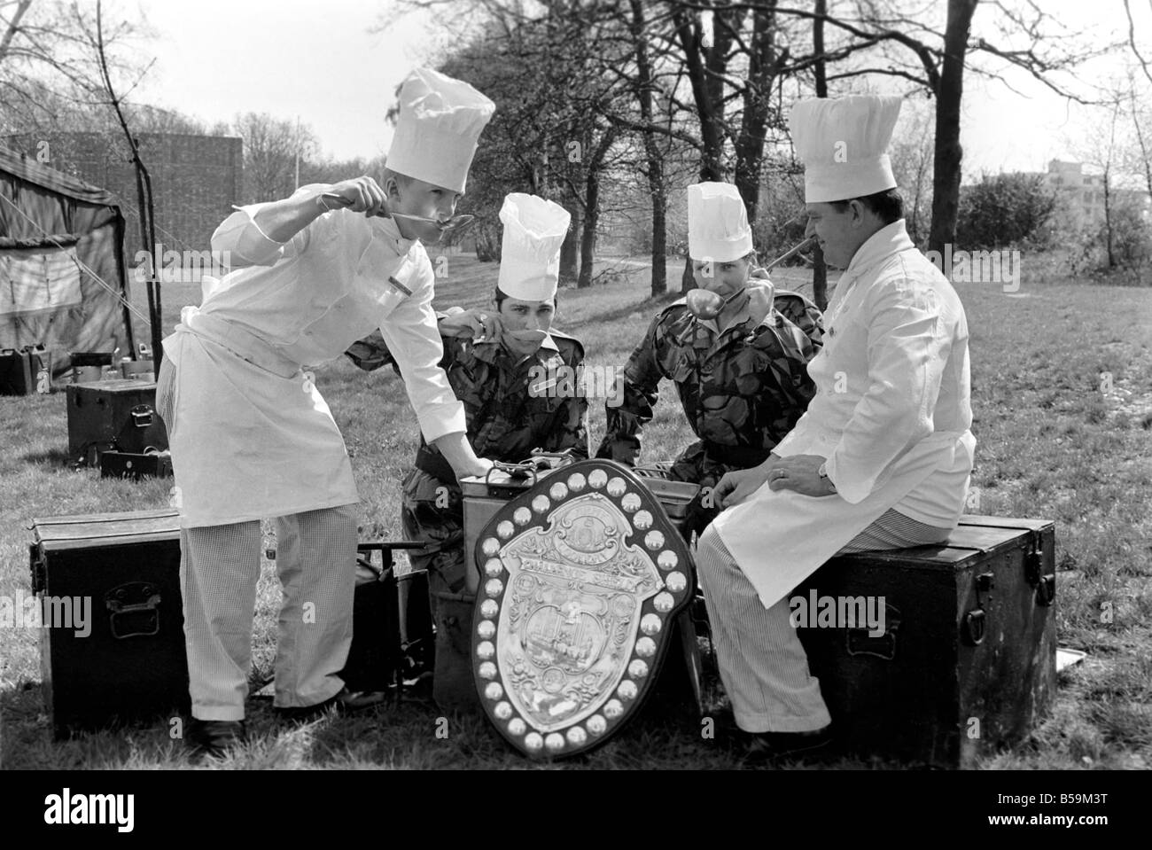 Army field kitchen Black and White Stock Photos & Images - Alamy