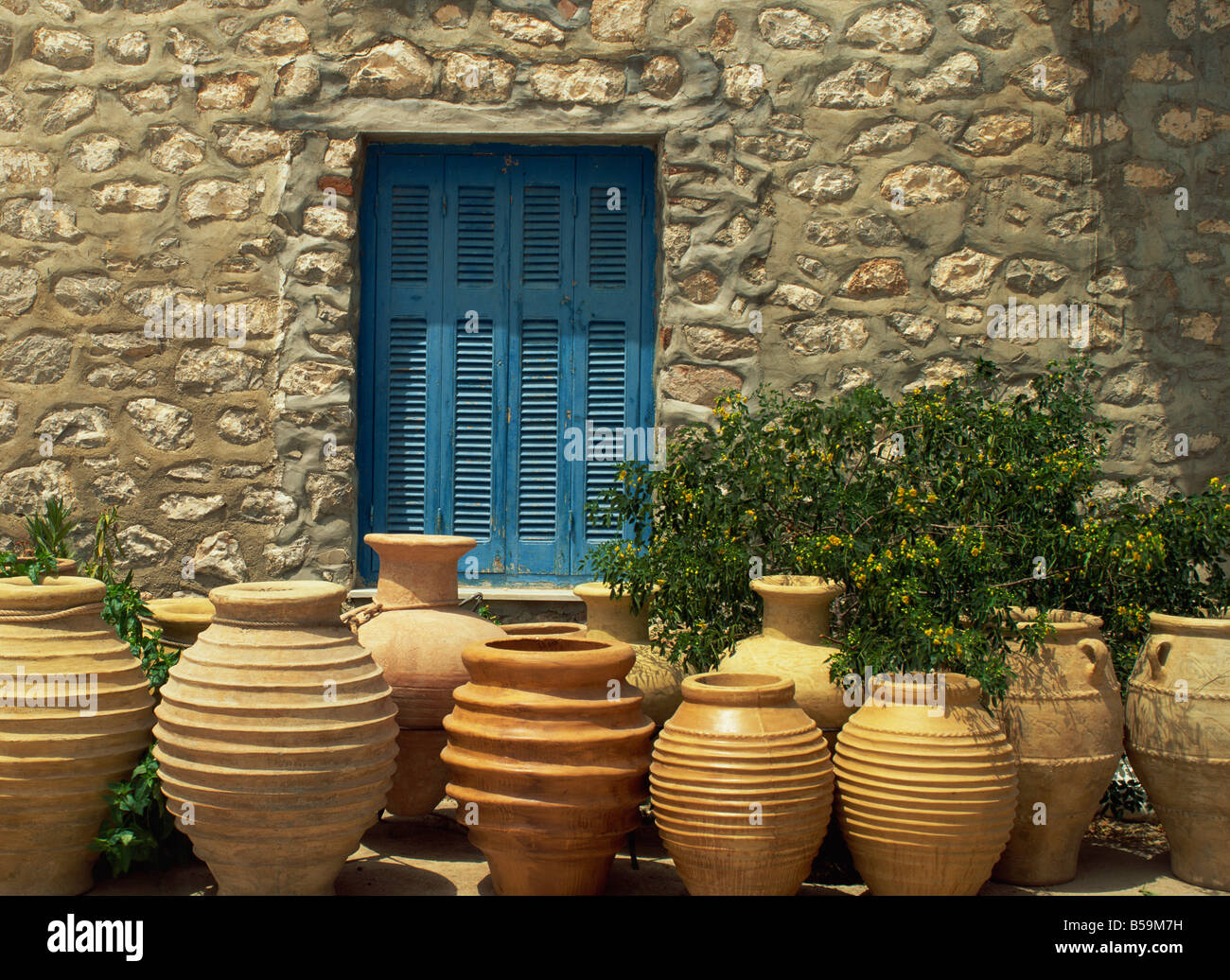 Greek urns Hydra Argo Saronic Islands Greek Islands Greece Europe Stock ...