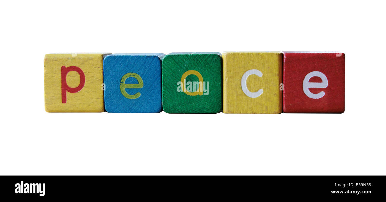 peace in colorful children's block letters Stock Photo - Alamy