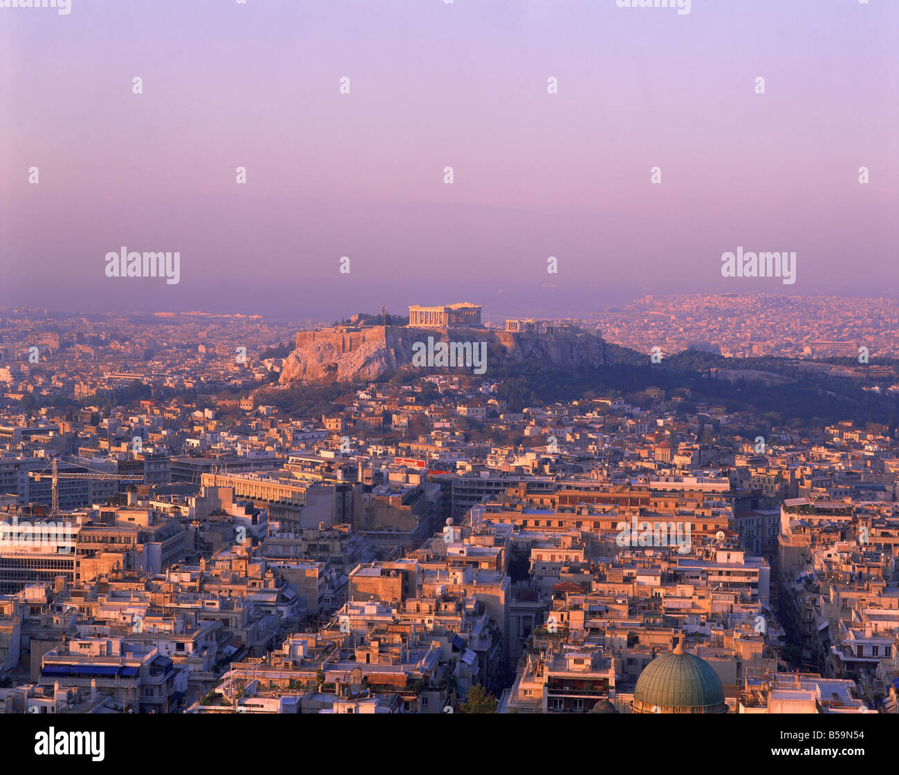 Skyline with Acropolis in middle distance taken over the city from ...