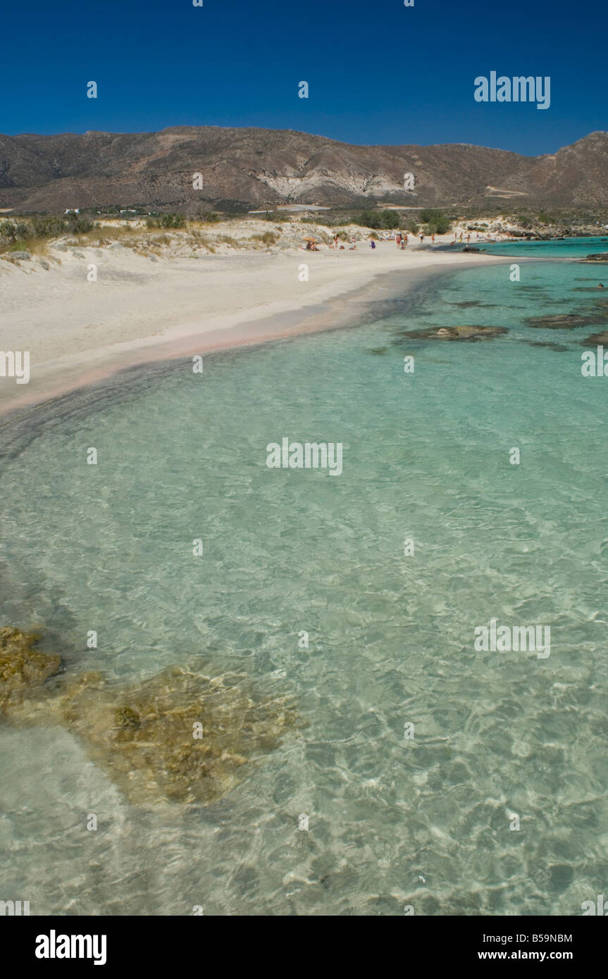 White sand and emerald sea at Elafonisi in western Crete Greek Islands ...