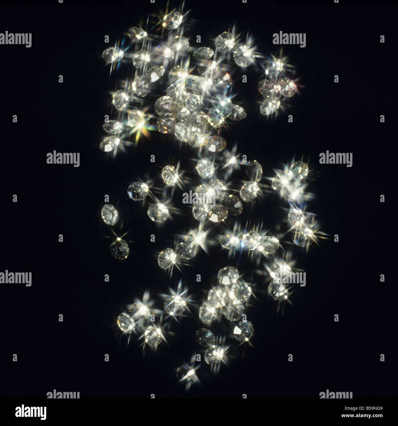 Sparkling diamonds on black background Stock Photo - Alamy