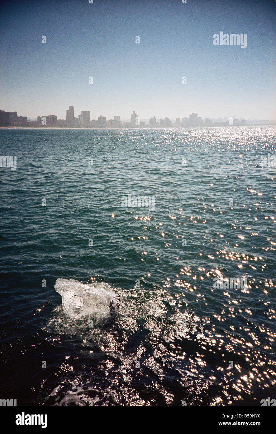 South Africa, Kwa Zulu Natal, Durban, City skyline from sea Stock Photo ...