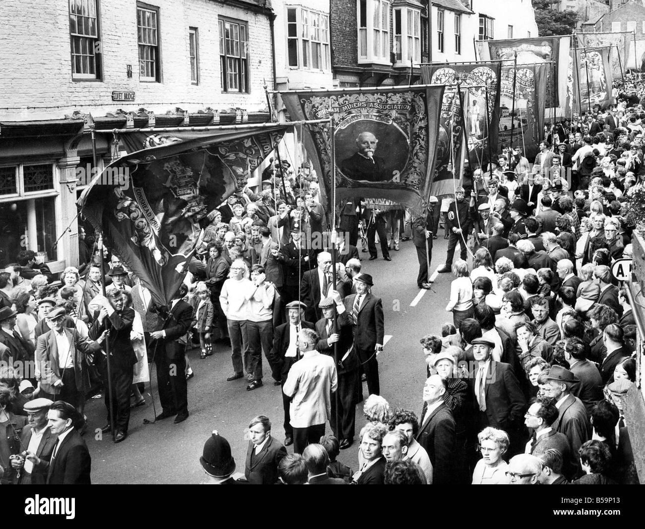 Durham Miners Gala Crowds march through the city Stock Photo - Alamy
