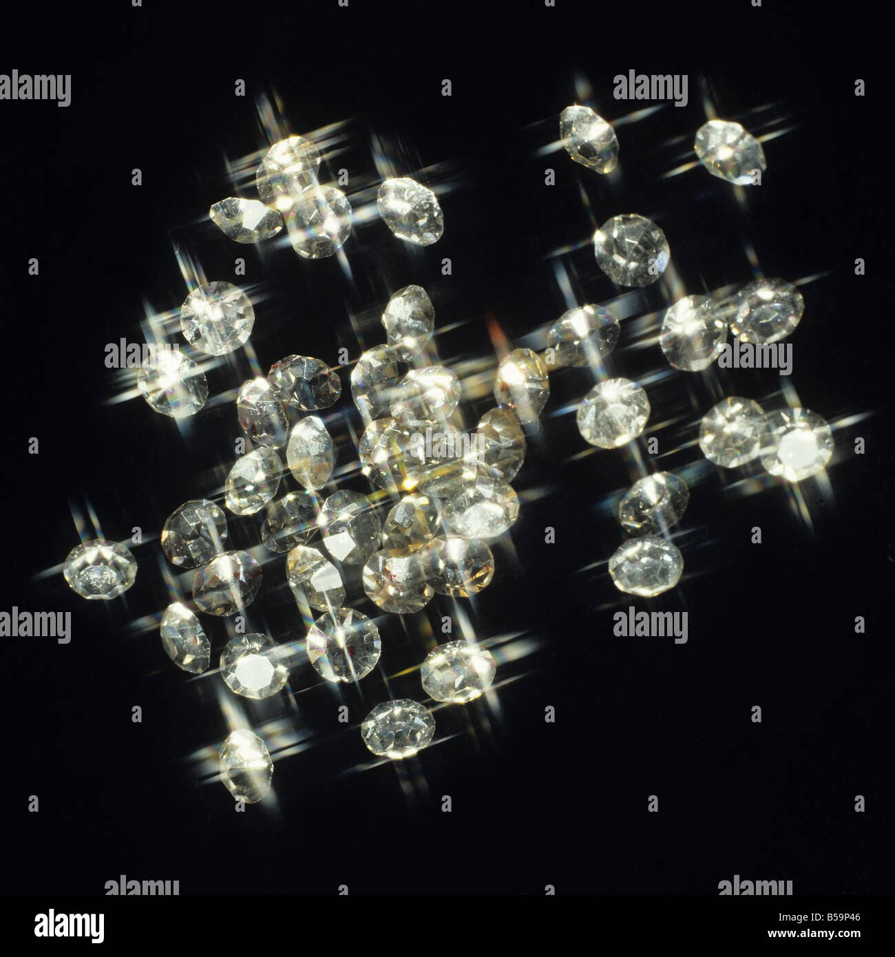 Sparkling diamonds on black background Stock Photo - Alamy