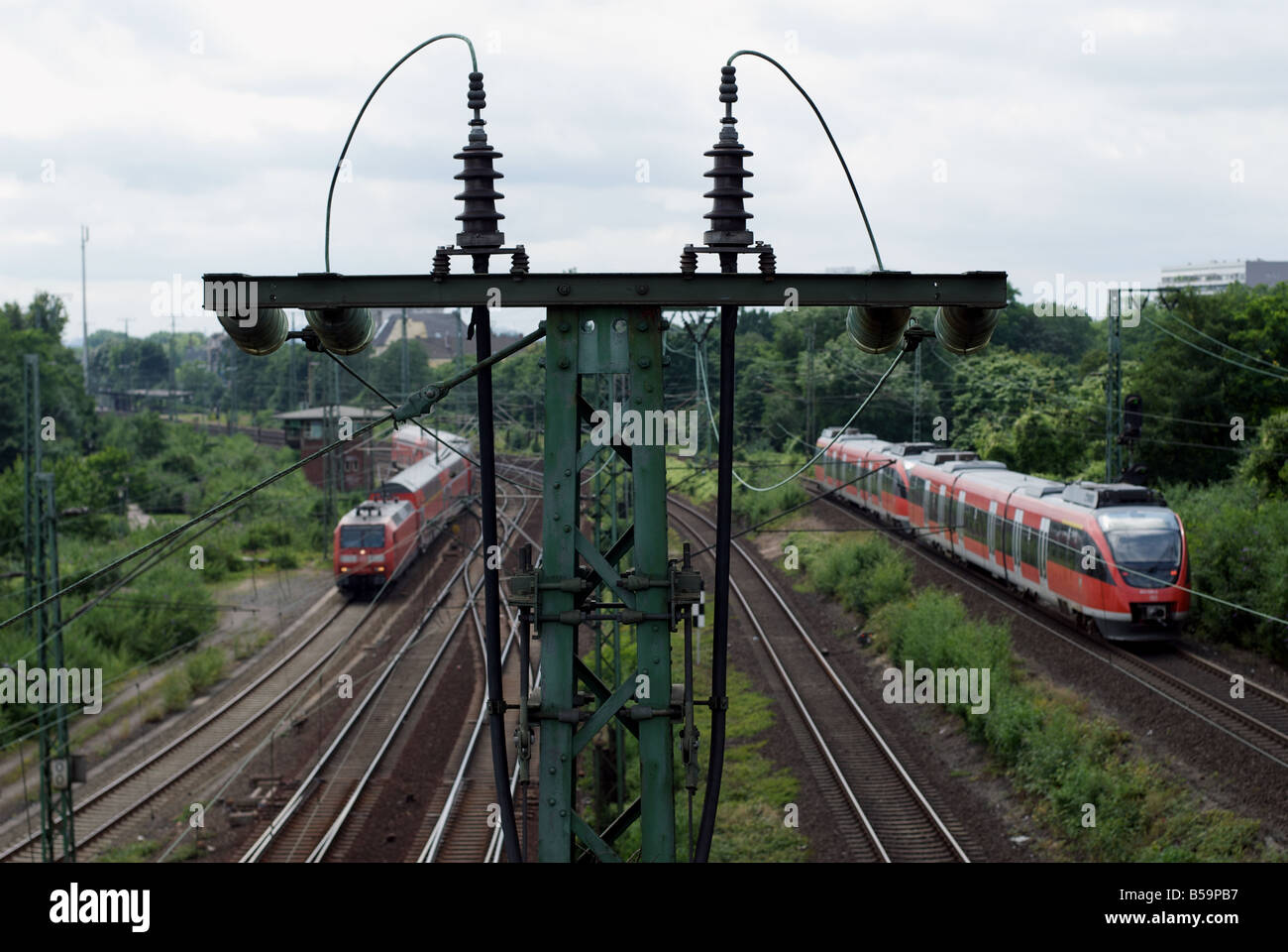 Electricity pylon supply power to the main railway line West of Cologne ...