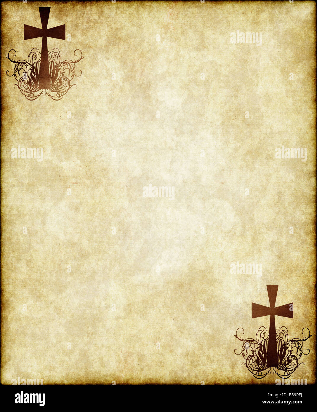 cross on old worn and grungy parchment paper Stock Photo - Alamy