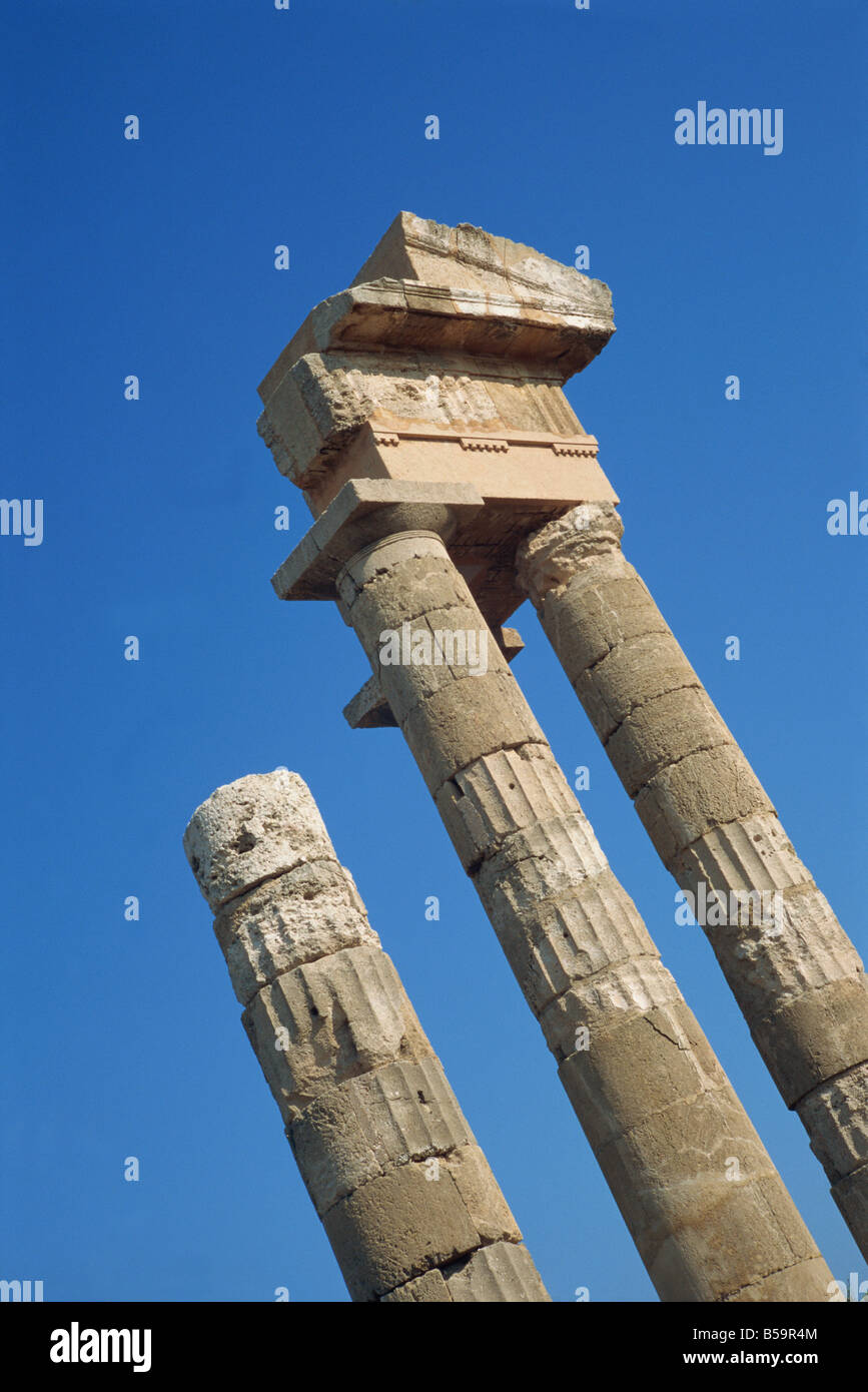 Detail of columns of the Rhodes Acropolis at Monte Smith Rhodes Greece ...