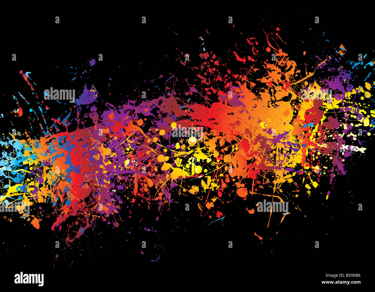Spray of multi coloured ink on a black background Stock Photo - Alamy