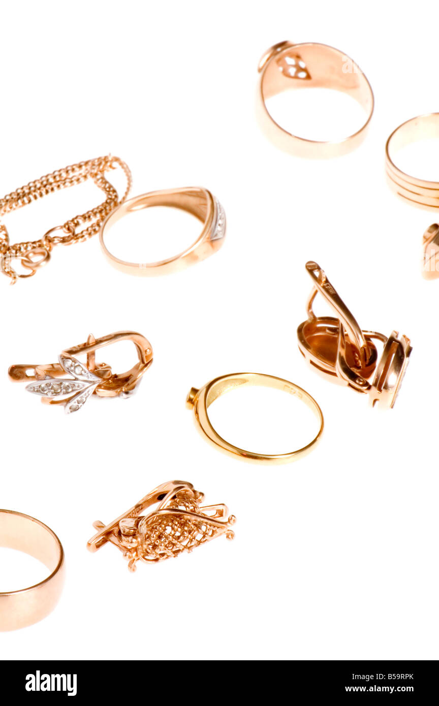 object on white Gold rings Stock Photo - Alamy