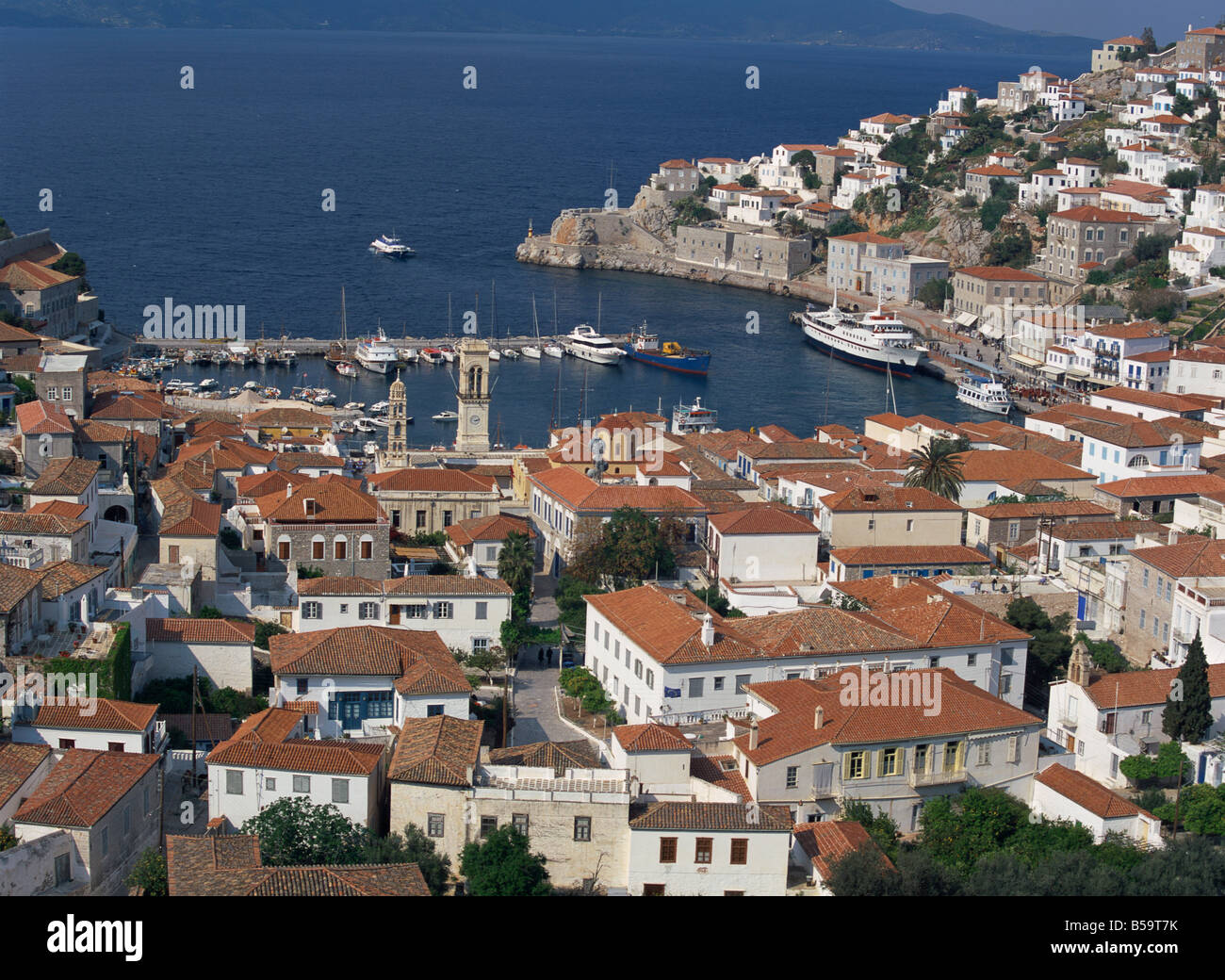 Hydra port and town, Hydra, Greek Islands, Greece, Europe Stock Photo ...