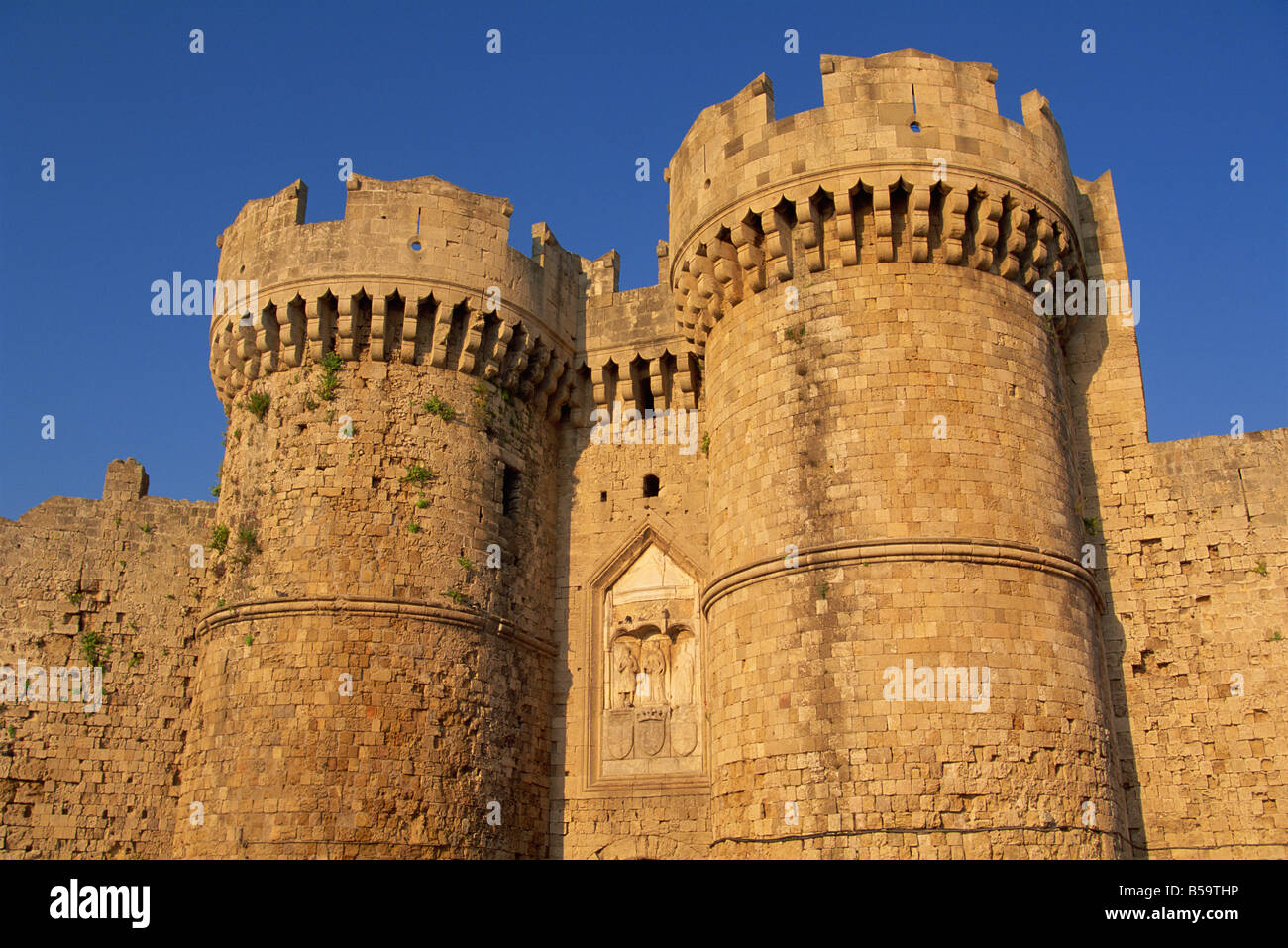 Fortifications in the old town Rhodes Town Rhodes Dodecanese Islands ...