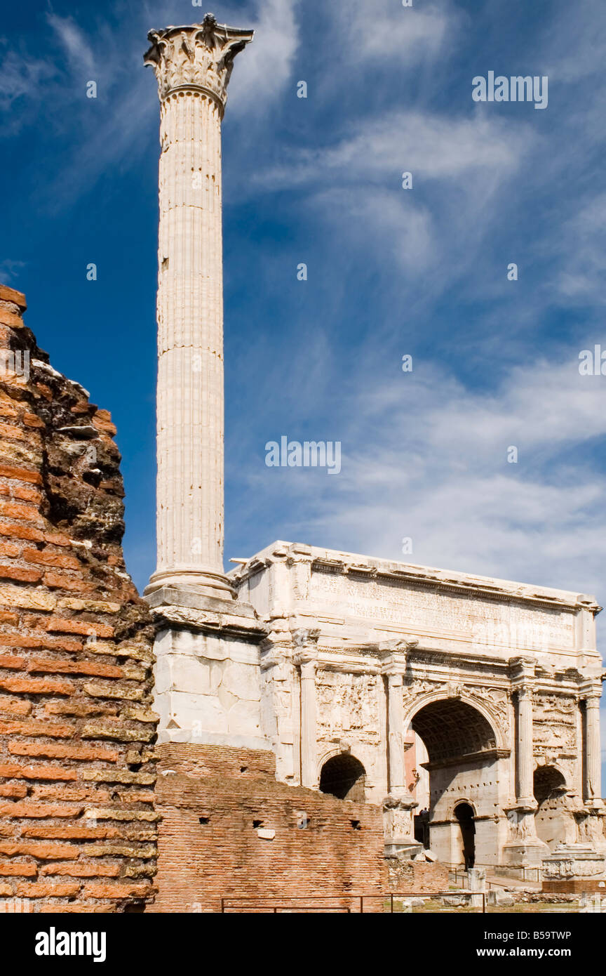 Italy Older stone column in rome forum Stock Photo - Alamy