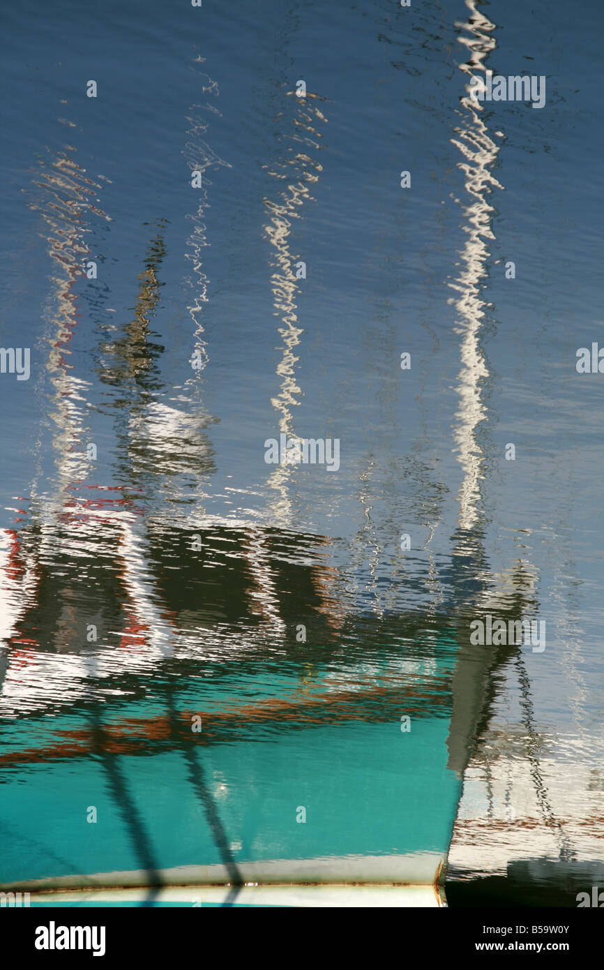 abstract reflection of one boat in water in sea Stock Photo - Alamy