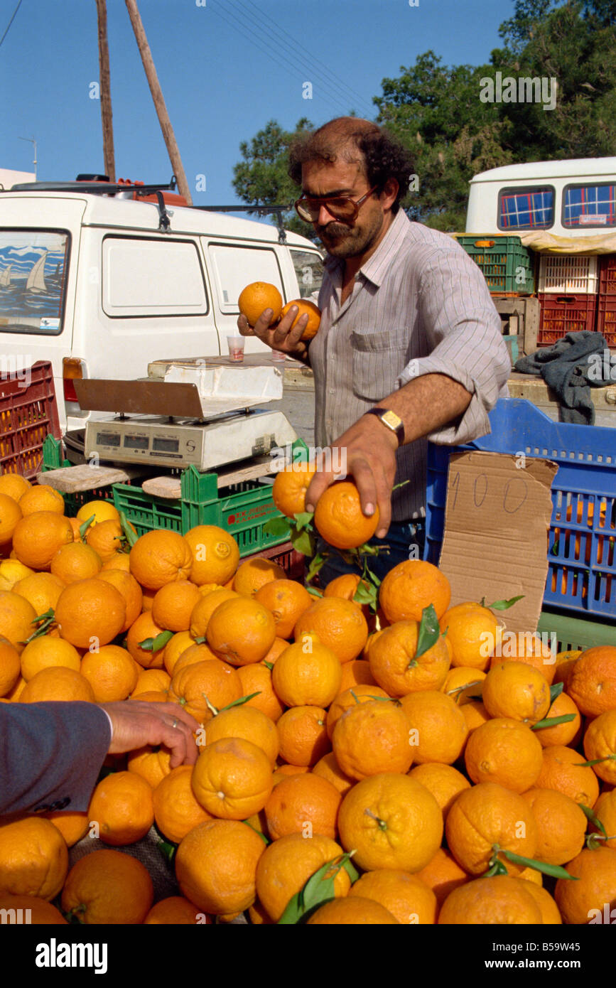 Market day Agios Nikolas Crete Greek Islands Greece Europe Stock Photo ...
