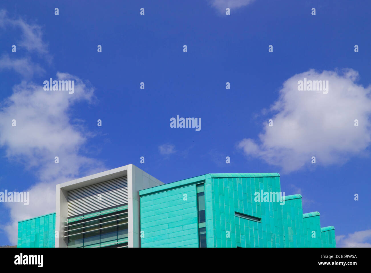 Roof of the new library building Sheffield University With a blue sky ...