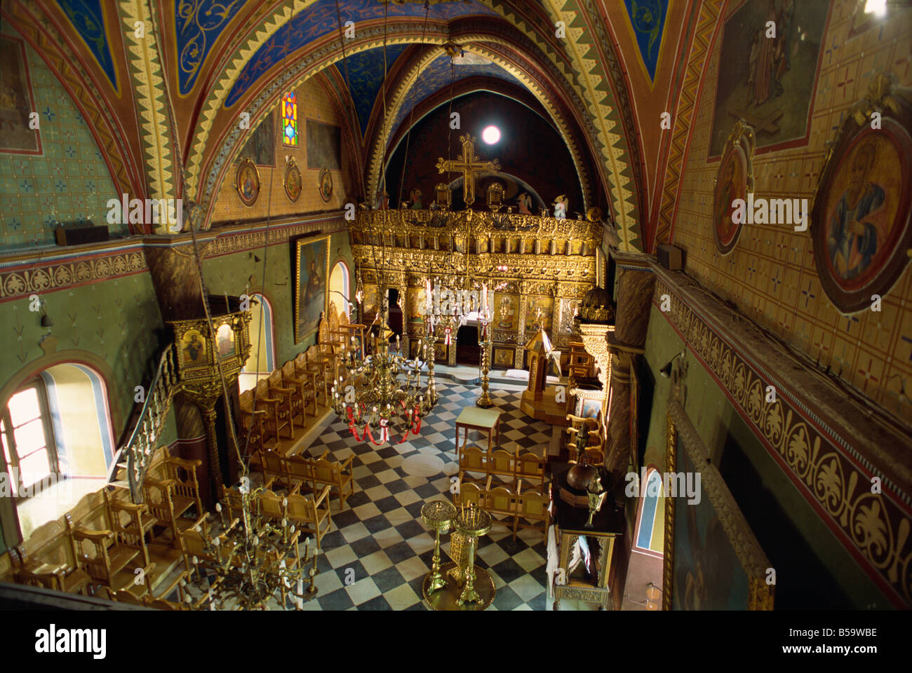 Interior of St. Nicholas church, Chalki (Halki), Dodecanese, Greek ...