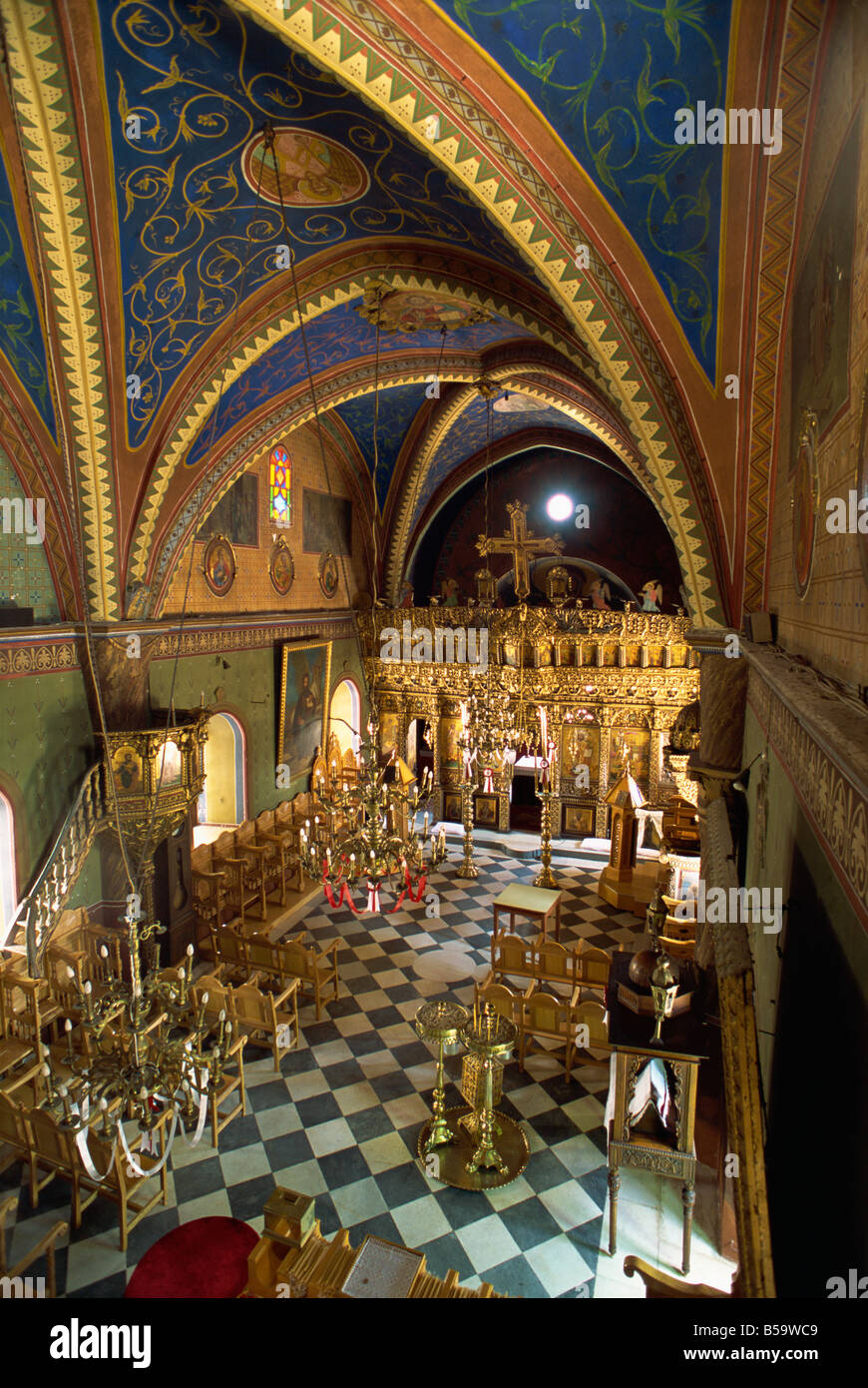 Interior of St. Nicholas church, Chalki (Halki), Dodecanese, Greek ...