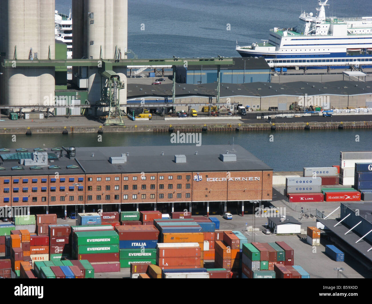 Aerial view of a harbor area Stock Photo - Alamy
