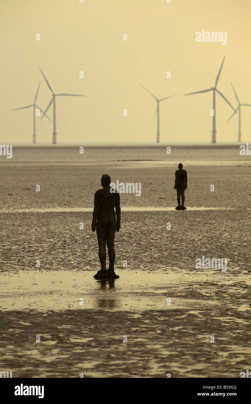 Another Place-Antony Gormley iron man sculpture on Crosby Beach ...