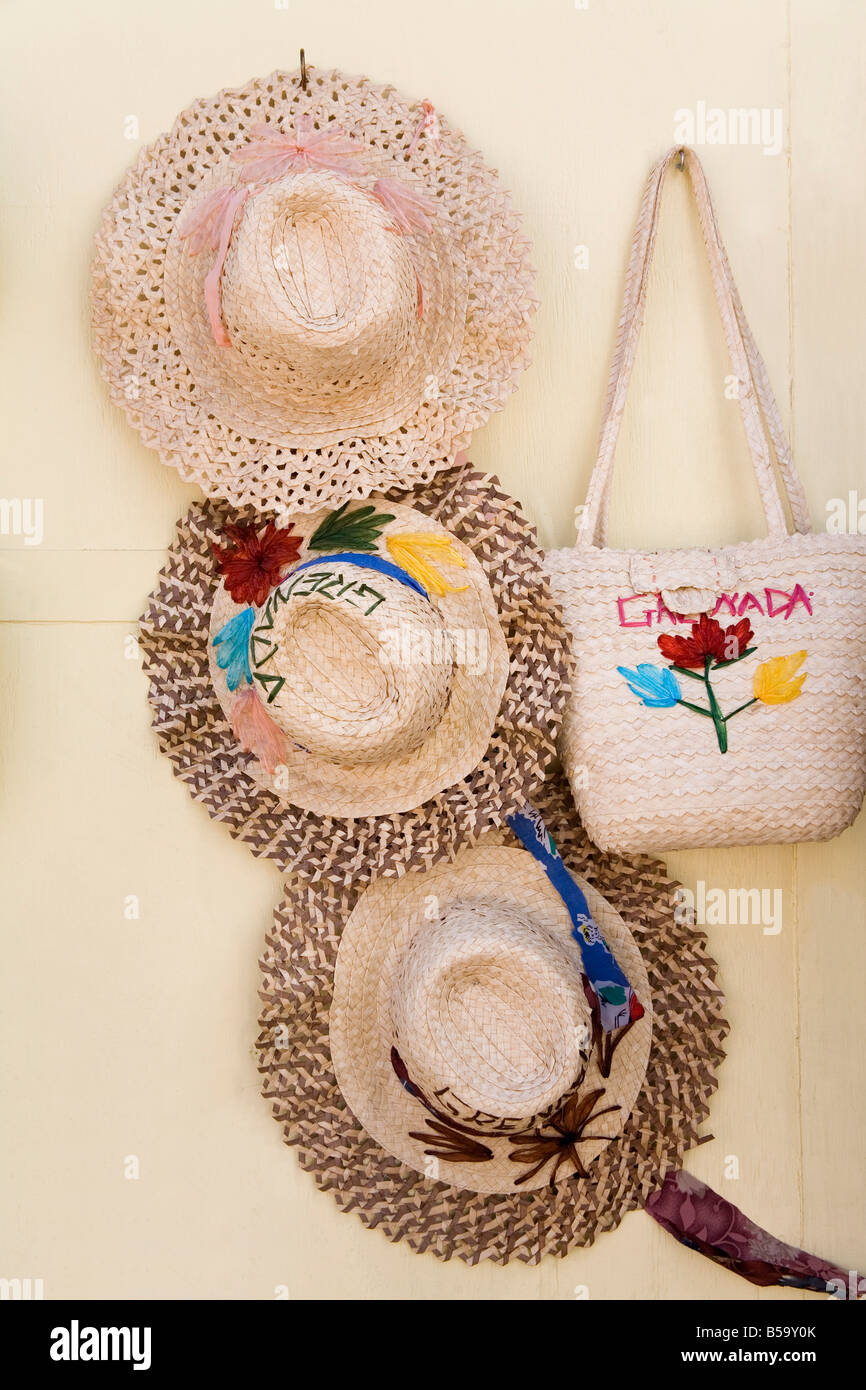 Straw hats in the market, St. George's, Grenada, Windward Islands ...