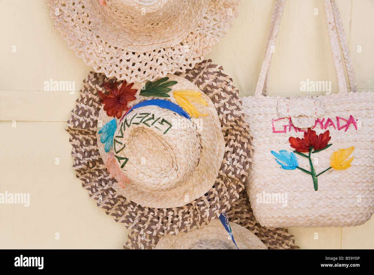 Straw hats in the market, St. George's, Grenada, Windward Islands ...