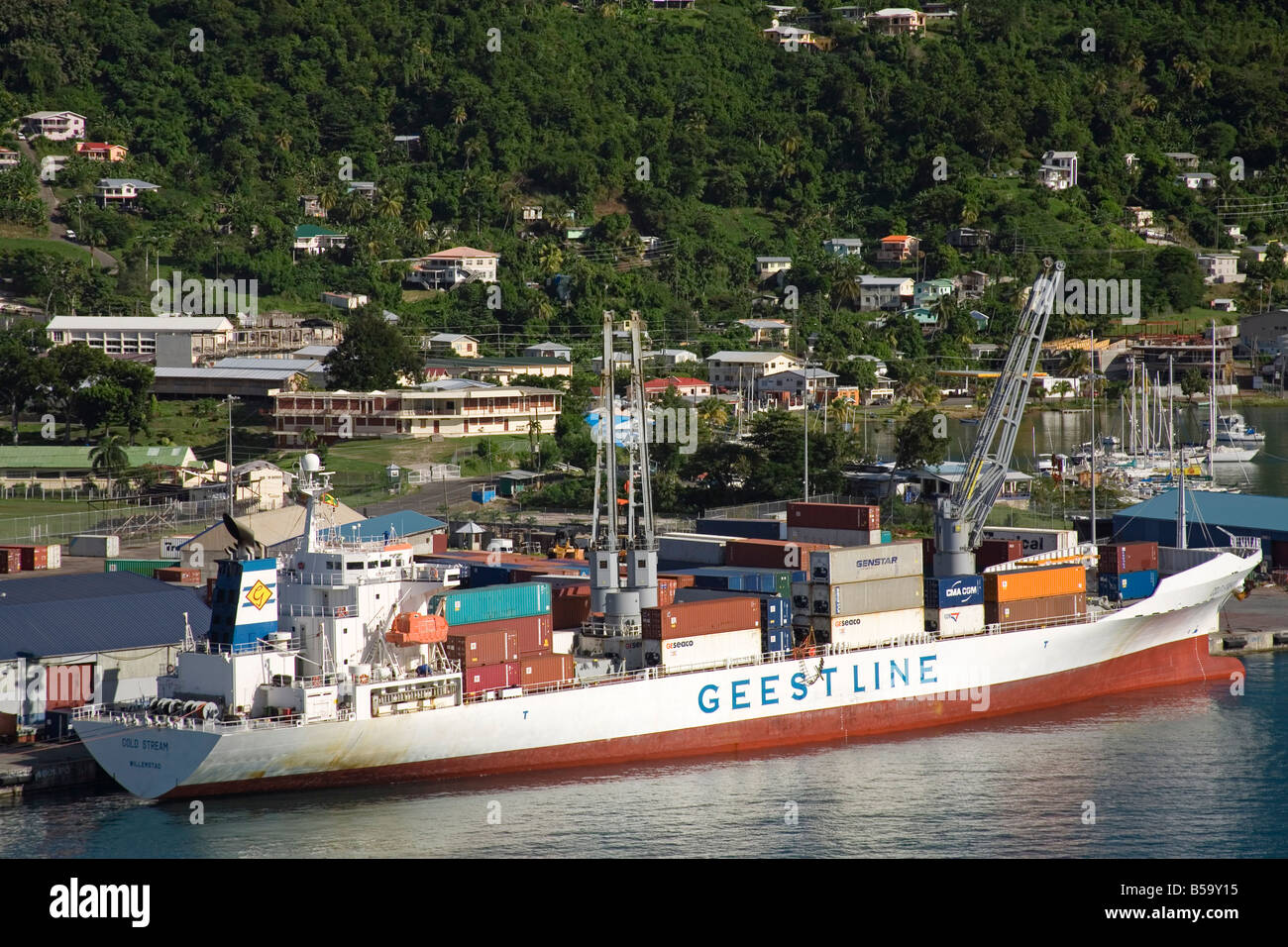 Container ship, Carenage Harbour, St. George's, Grenada, Windward ...