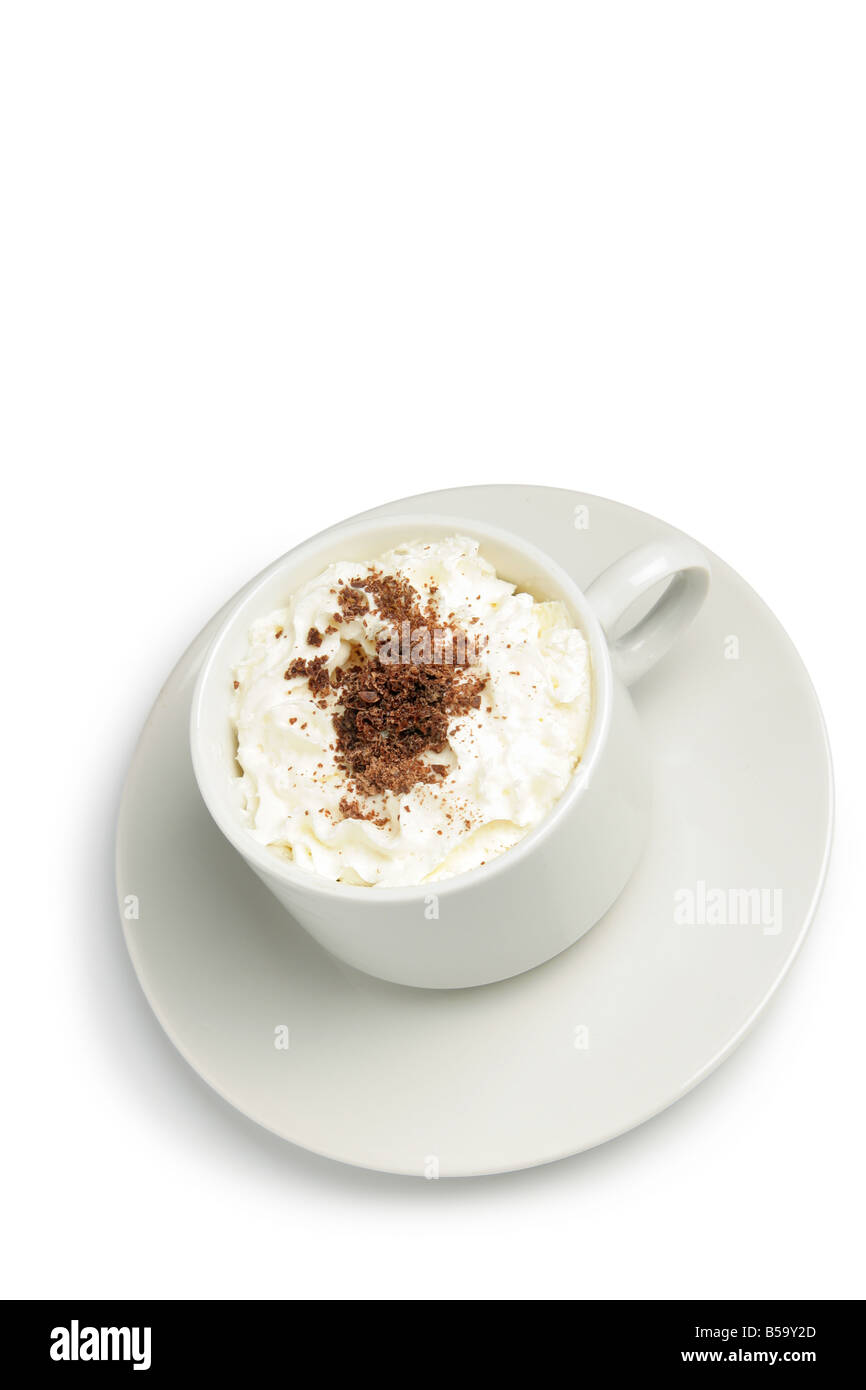Cup of coffee with cream isolated over whte background Stock Photo - Alamy