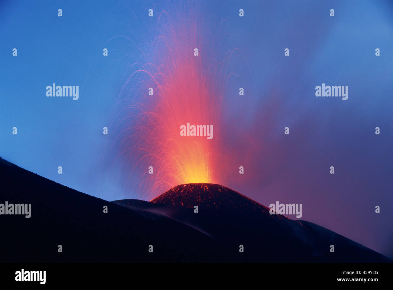 Eruption of highly active Volcan Pacaya, a popular tourist sight south ...