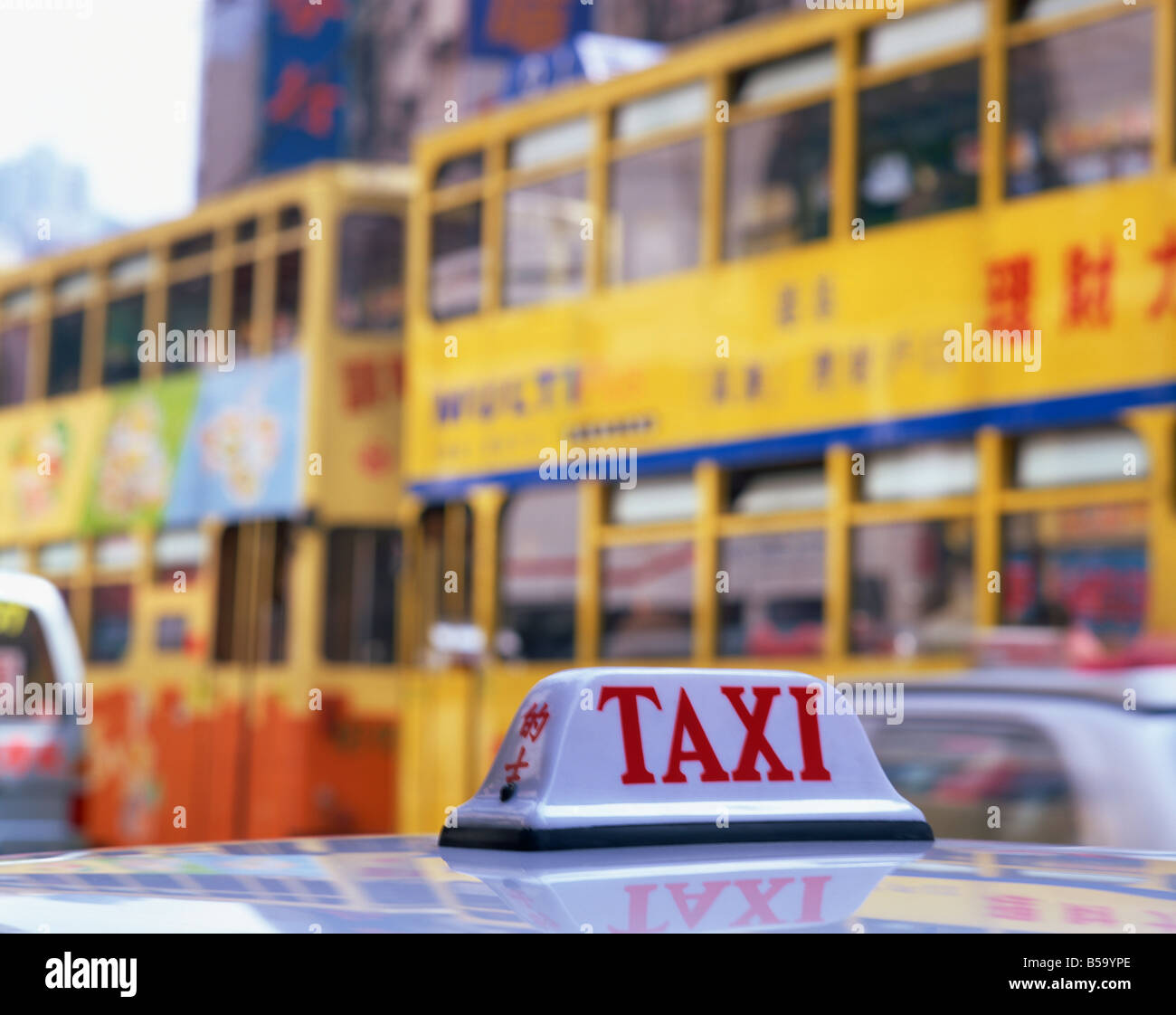 Taxi and buses in Causeway Bay Hong Kong China Asia Stock Photo - Alamy