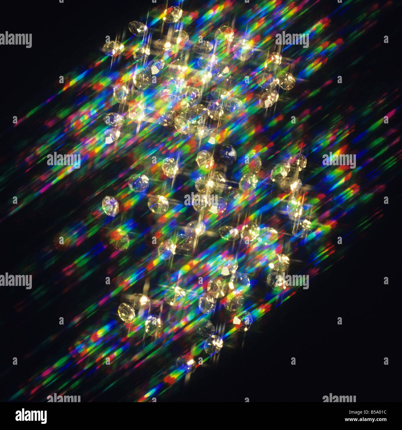 Sparkling diamonds on black background with coloured lighting Stock ...