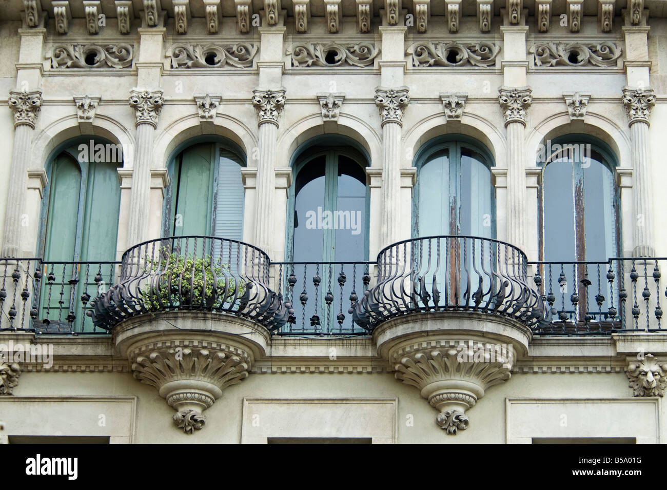 Windows and Terraces in Barcelona Spain Stock Photo - Alamy