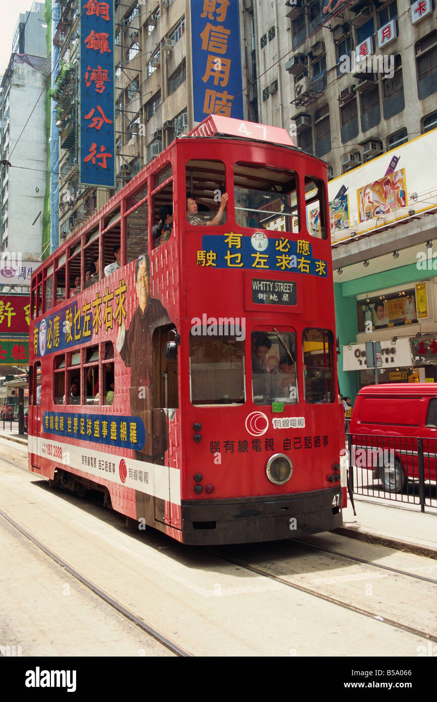 A red tram in Hong Kong Asia R H Productions Stock Photo - Alamy