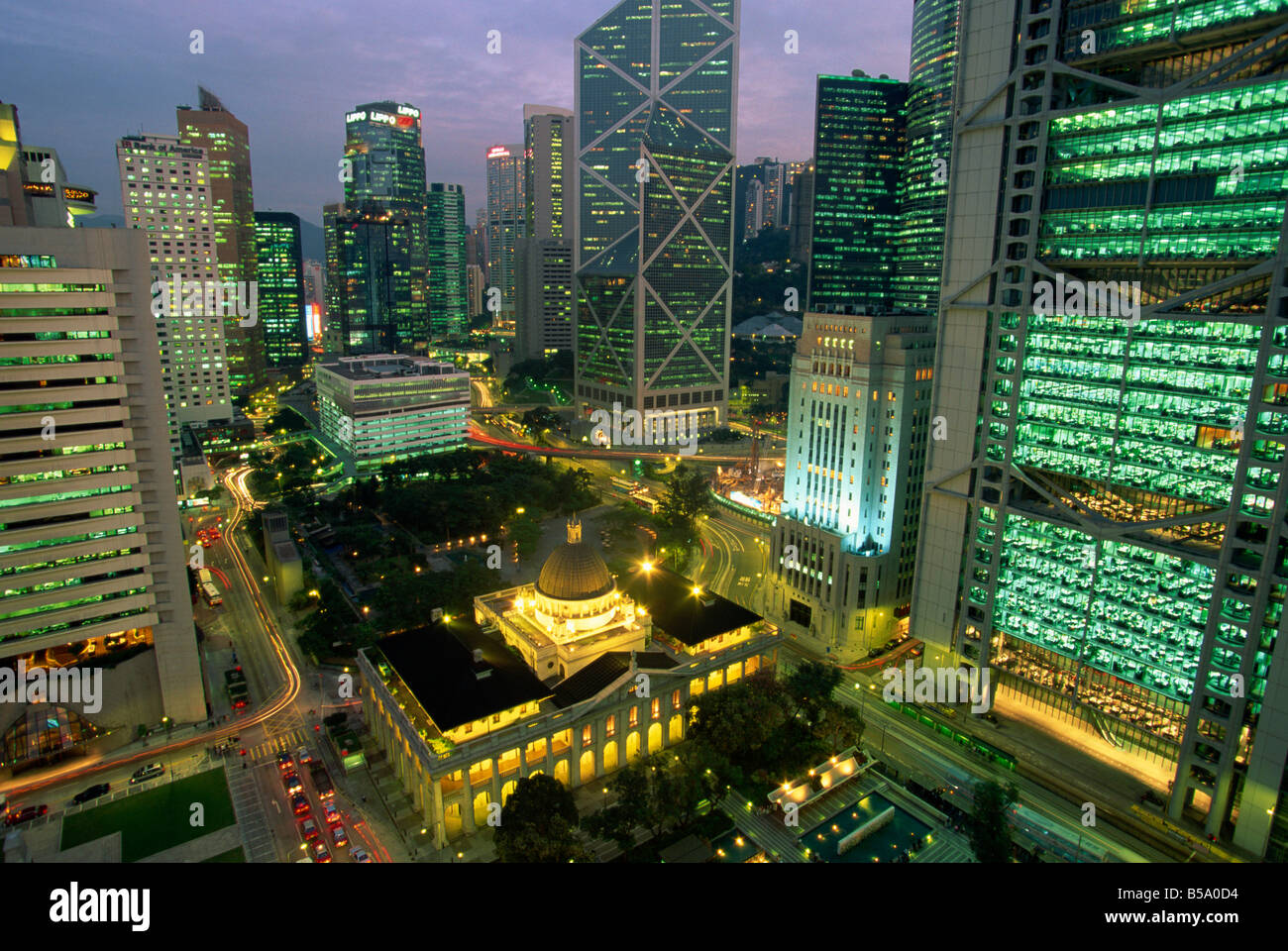 City skyline of Central Hong Kong at night Asia T Hall Stock Photo - Alamy