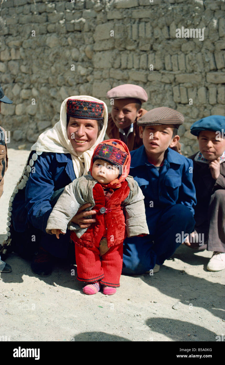 Portrait of a Tajik woman and children at Tashkorgan in Xinjiang China ...