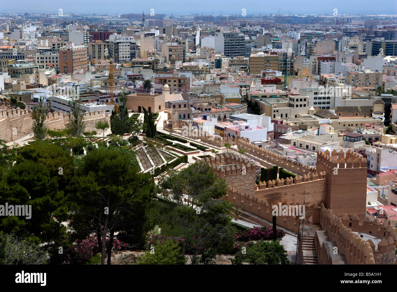 The city of Almeria as seen from the Alacazaba, Andalusia, Spain Stock ...