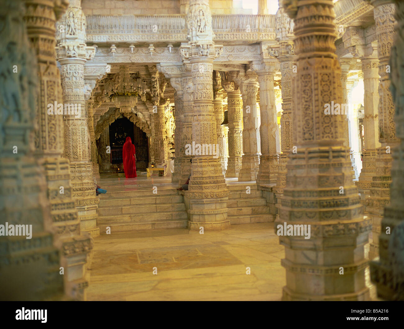 Central shrine with four faced image of Adinath Ranakpur temple ...