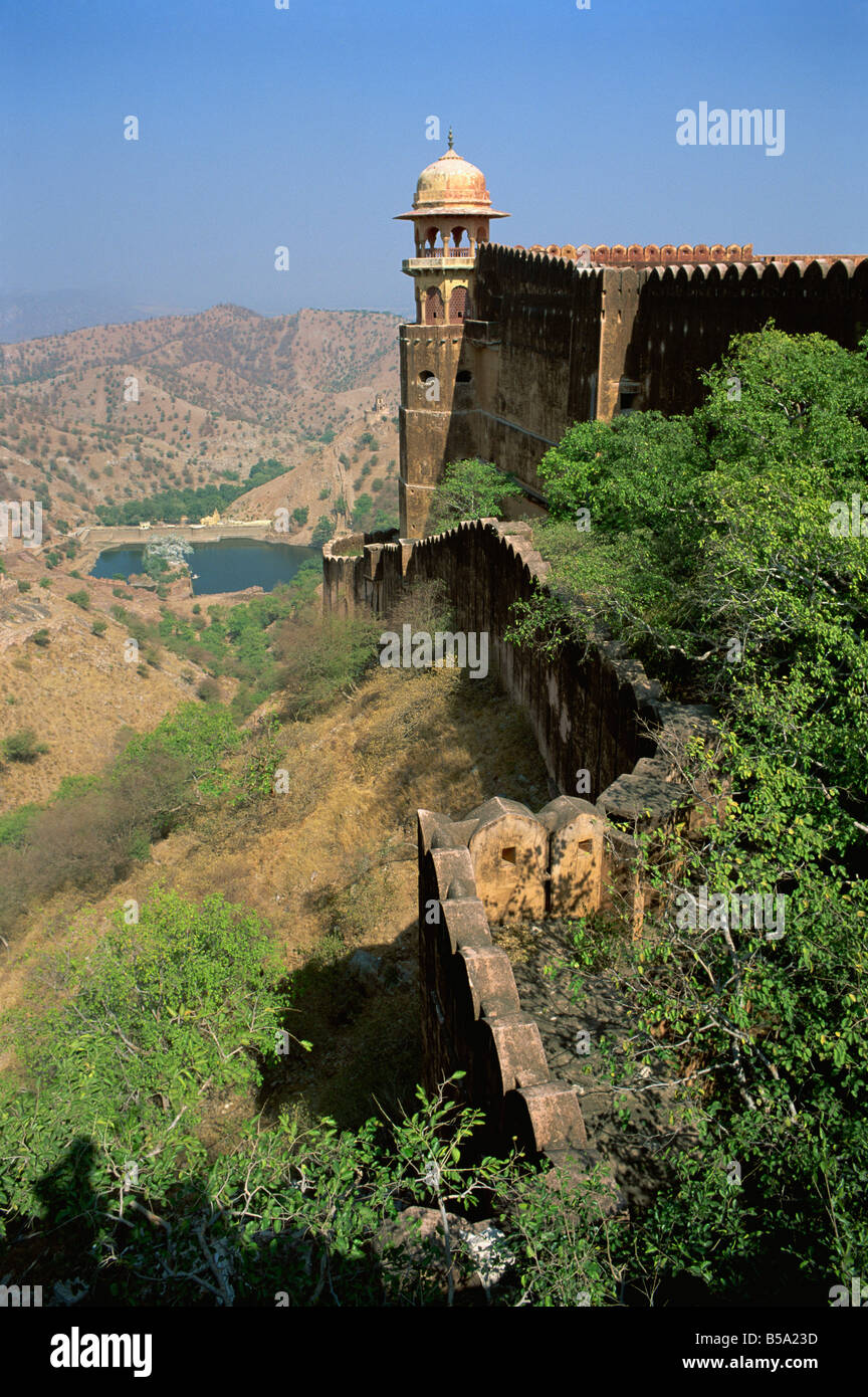 View from walls of Jaigarh fort Amber near Jaipur Rajasthan state India ...
