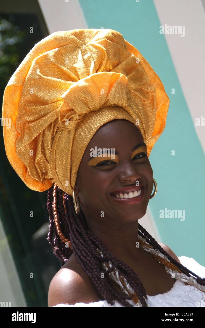 Brazilian Lady in traditional headwear Stock Photo - Alamy