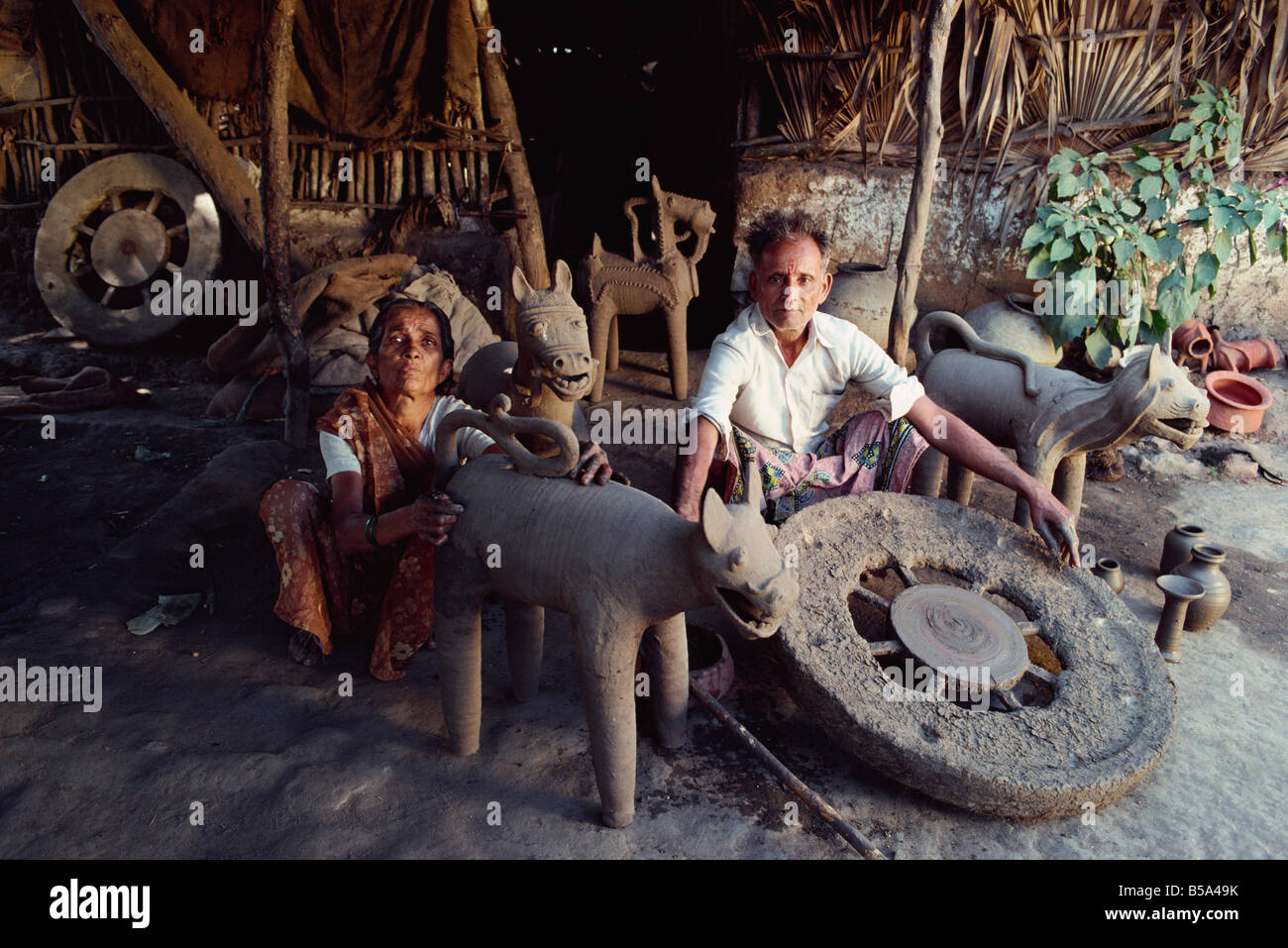 Potter and his wife and horse motif for Kathwar tribals for worship ...