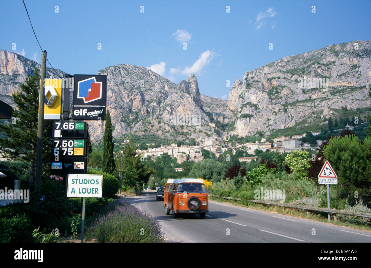Route Napoleon Steep cliff rock formation Road Petrol station Signs ...