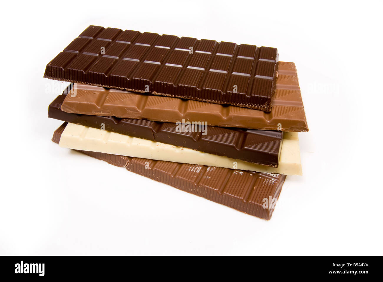 Slabs of chocolate isolated on a white studio background Stock Photo ...