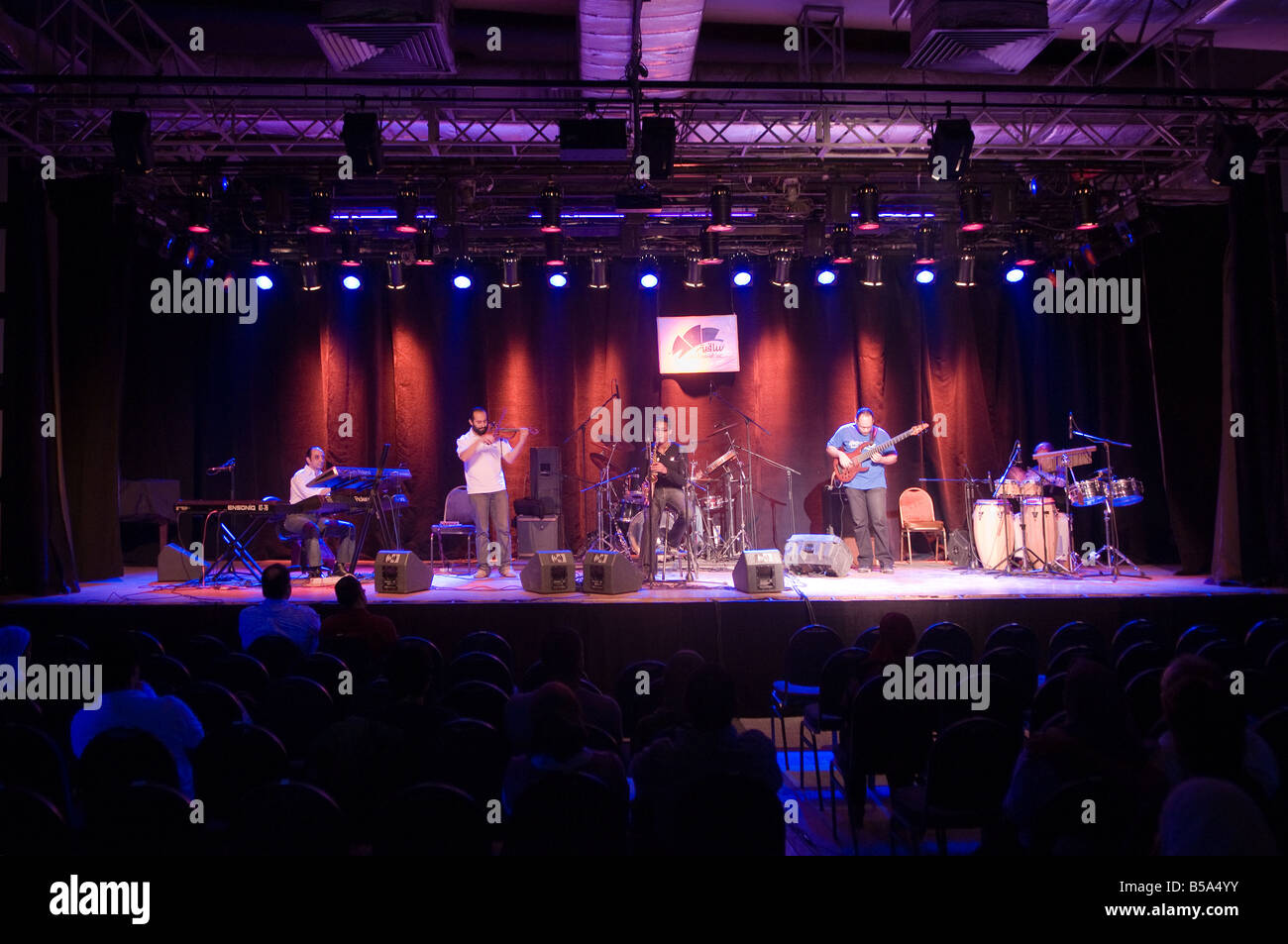 Egyptian music band playing Jazz in El Sawy Culture Wheel a cultural ...
