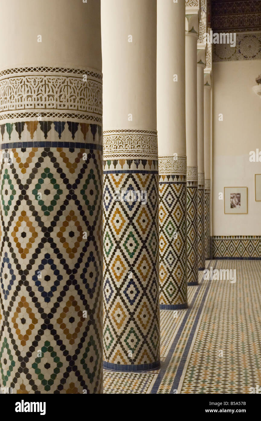 Decorative Pillars in the Ali Ben Youssef Medersa, Marrakech, Morocco ...