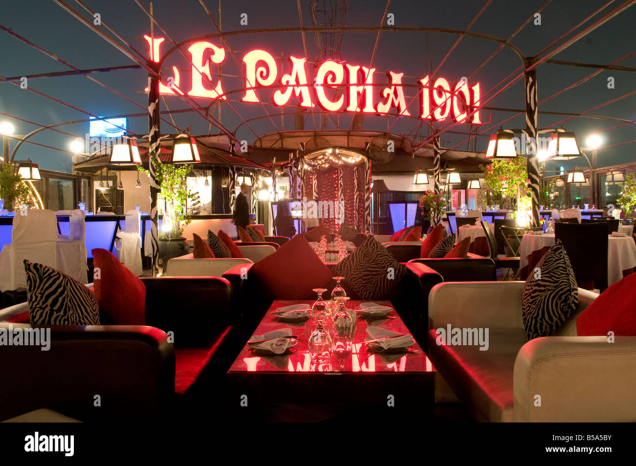 Le Pacha 1901 Boat restaurant docked on the Nile in Gezira Island in ...