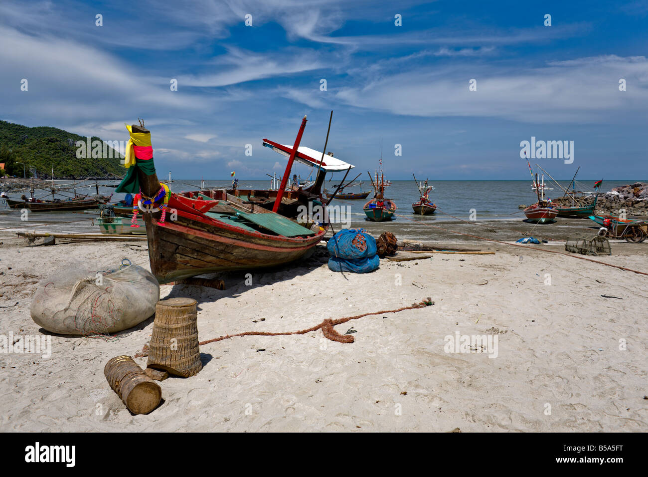 Thailand fishing boat beached at Sam Roi Yot Thailand S. E. Asia Stock ...