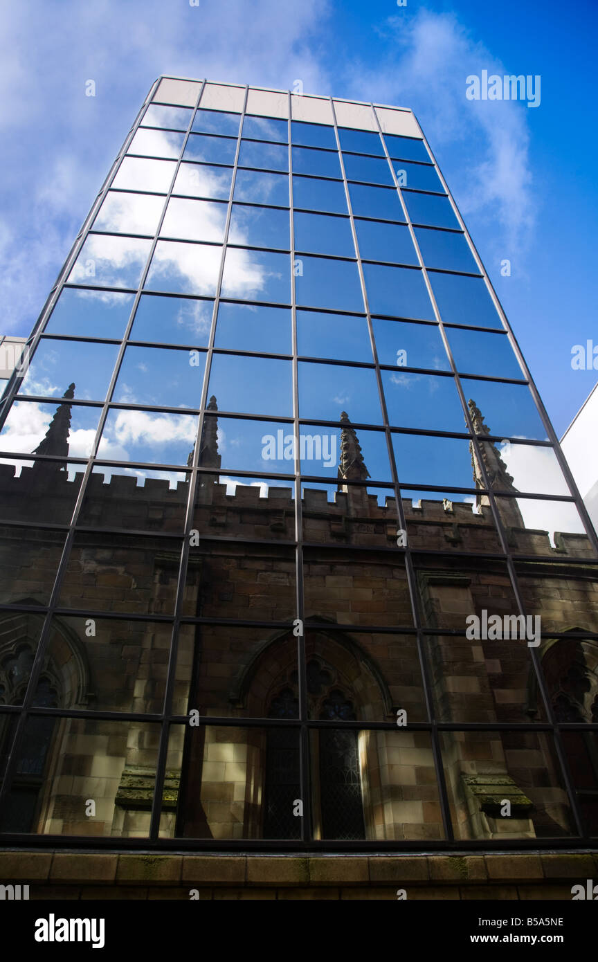Reflection of St Andrews church in the Windows of a Modern Office ...