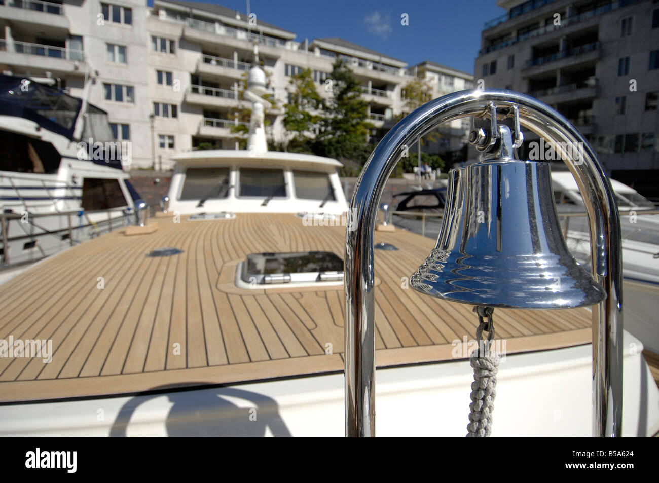 Powerboat Bell on Deck Stock Photo - Alamy