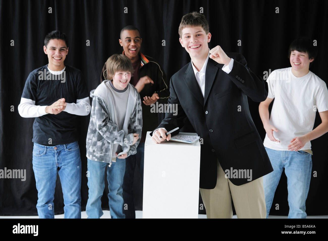 Student up for election with his supporters Stock Photo - Alamy