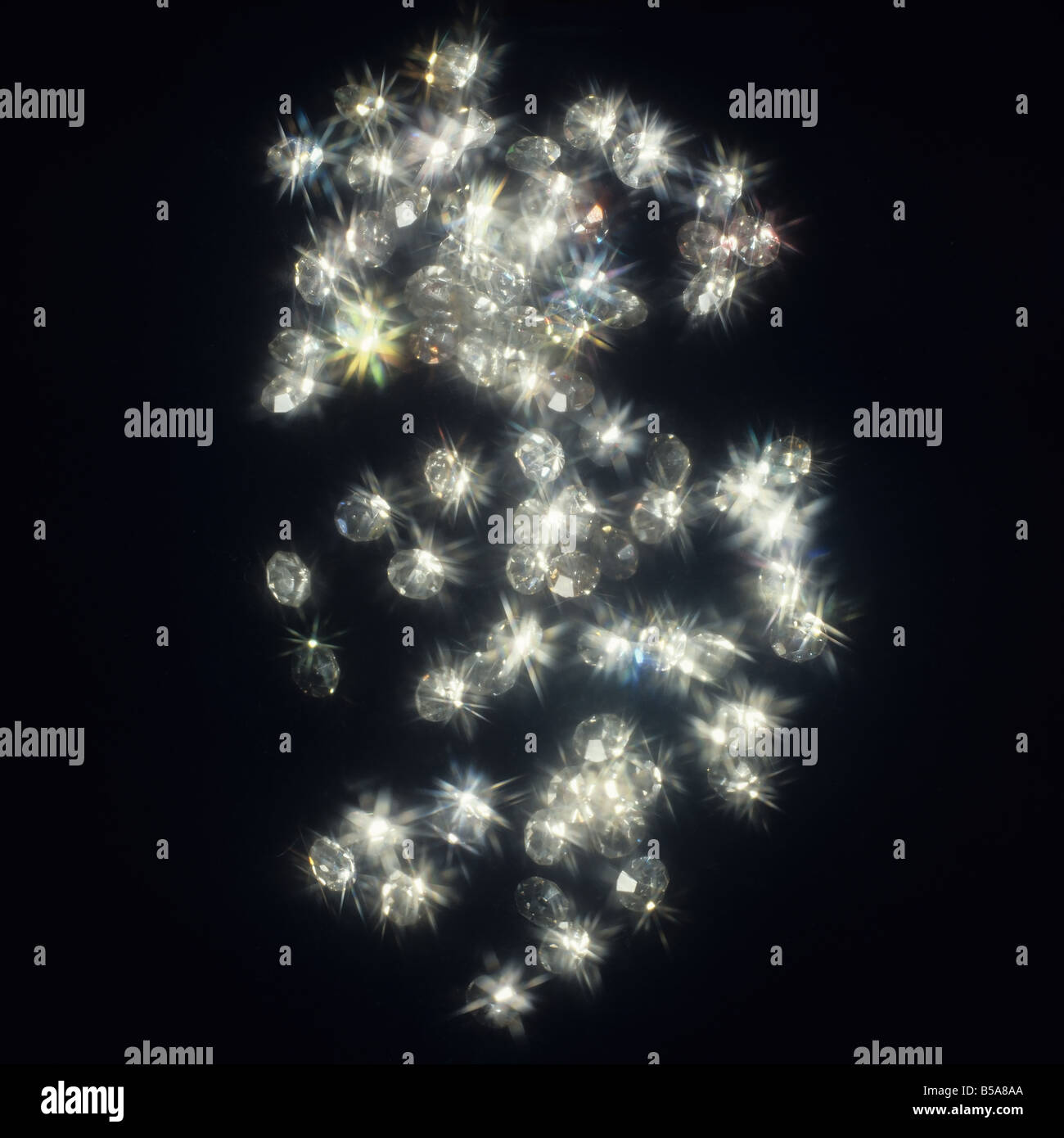 Sparkling diamonds on black background Stock Photo - Alamy